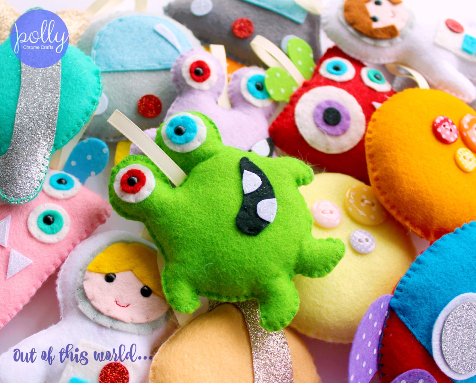 Felt Aliens and Astronauts Garland. Bright colourway. Space | Etsy