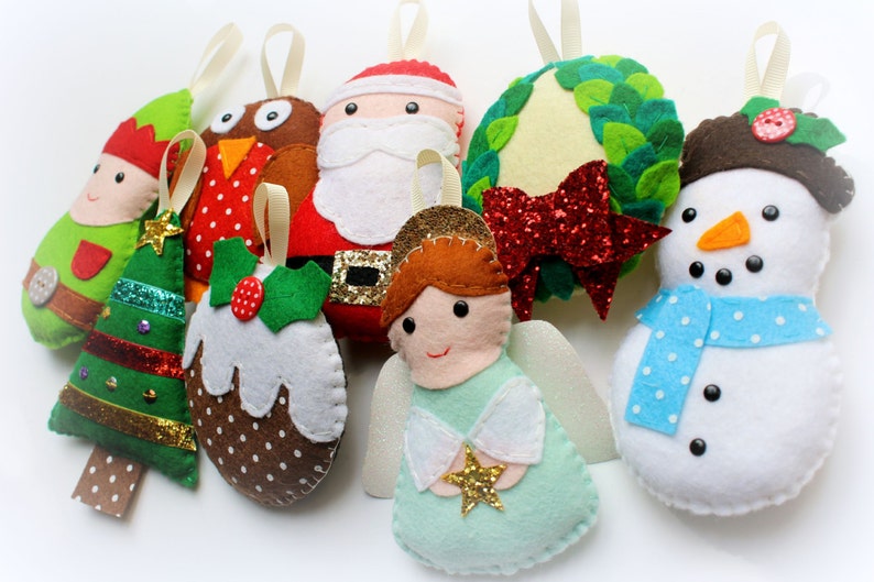 Make Your Own Felt Christmas Garland Kit, Make All 8 Decorations, Felt ...