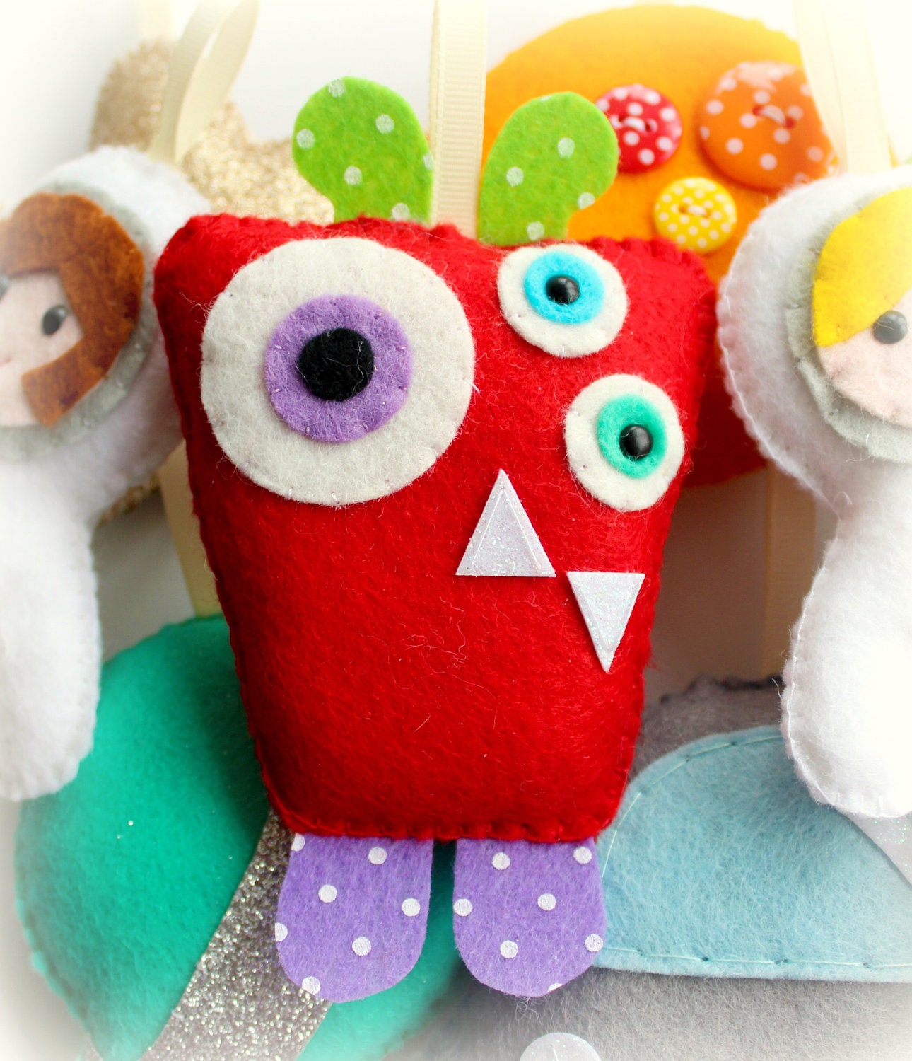 Felt Aliens and Astronauts Garland. Bright colourway. Space | Etsy