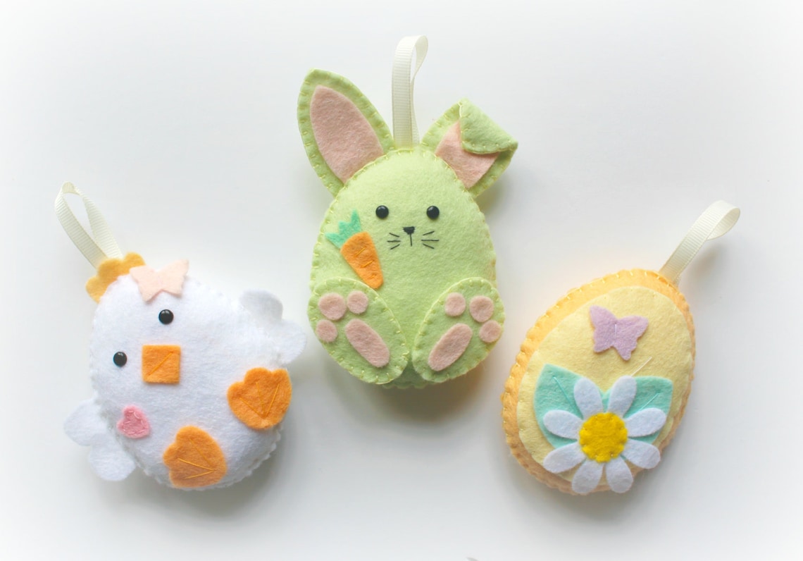 Felt Easter Friends Garland. Handmade Set of 9 Easter Decorations. Felt ...