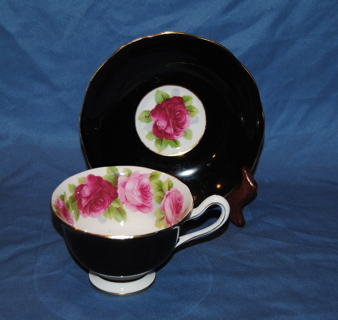 Beautiful Vintage Royal Albert, Roses With Black Glaze, Bone China ...