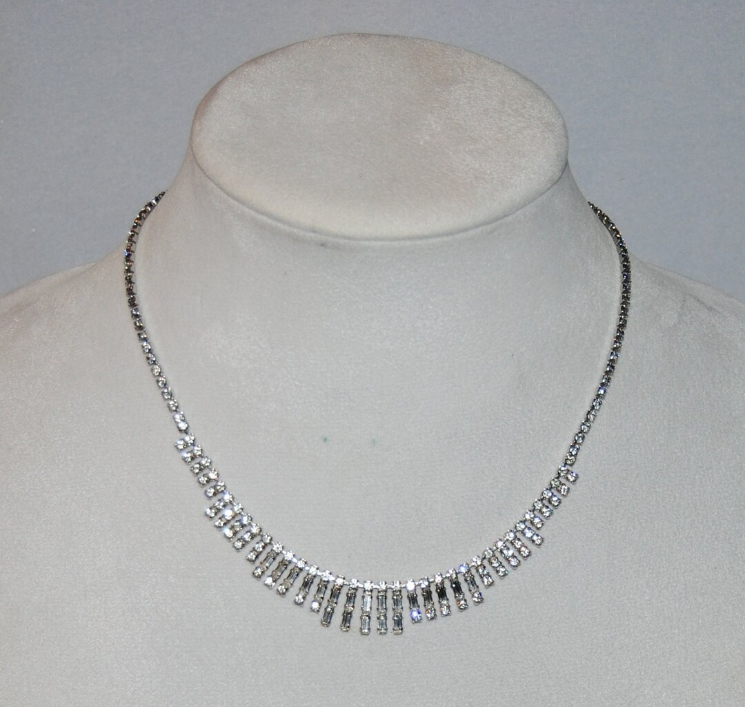 Stunning Vintage Jay Flex 925 Sterling Silver Necklace With Clear ...