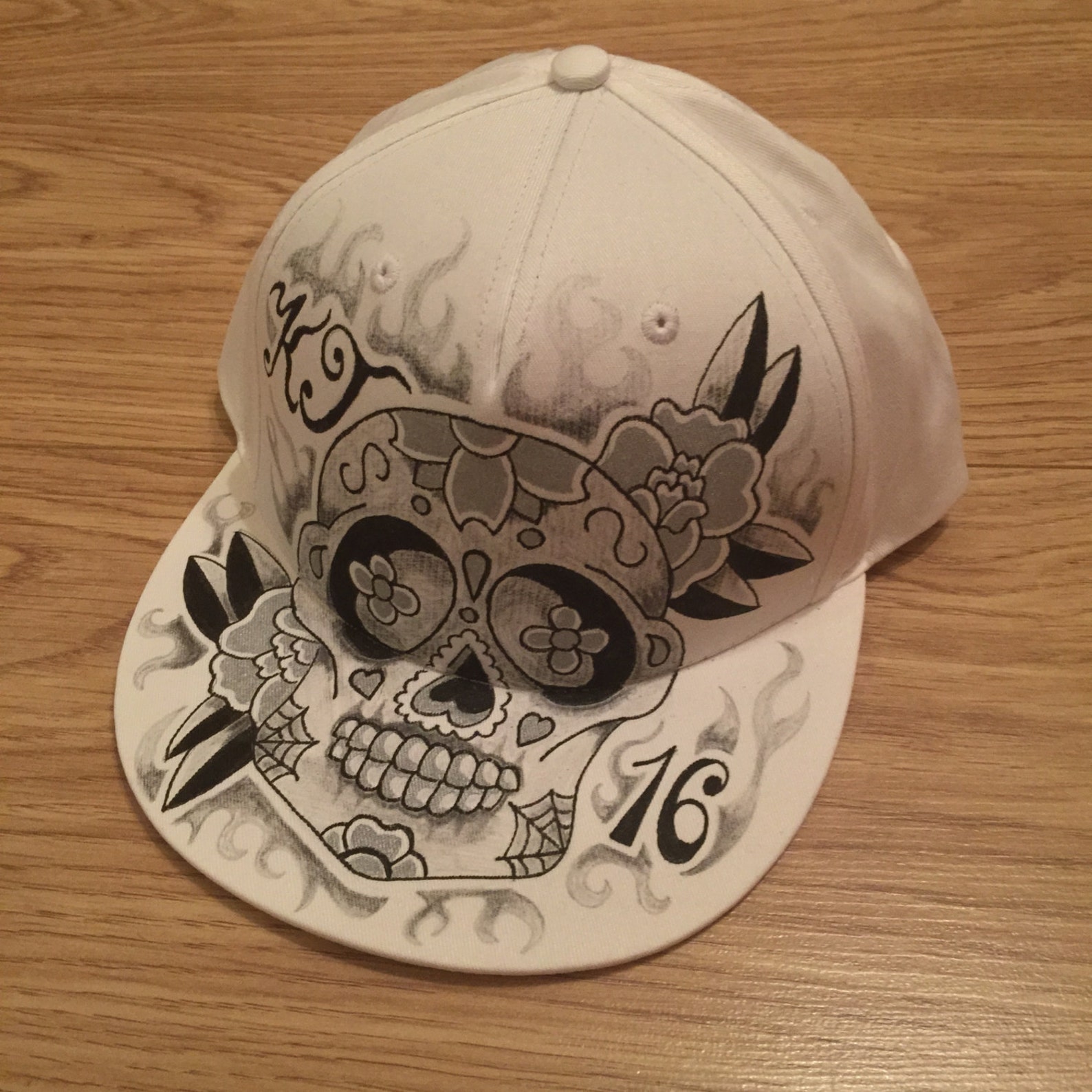 Sugar Skull Custom Snapback, Day of the Dead Custom Hat, Snapback ...