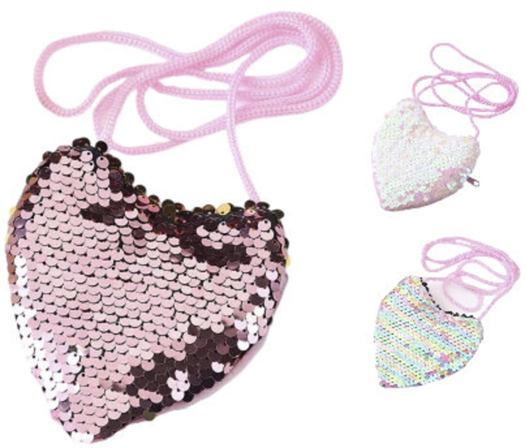 Cute Crossbody Girls Heart Shaped Sequin Crossbody Bag Stocking Fillers ...