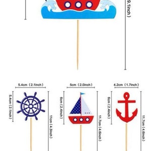 7 Pieces Sail Boat & Nautical Themed Cake Topper Set - Etsy