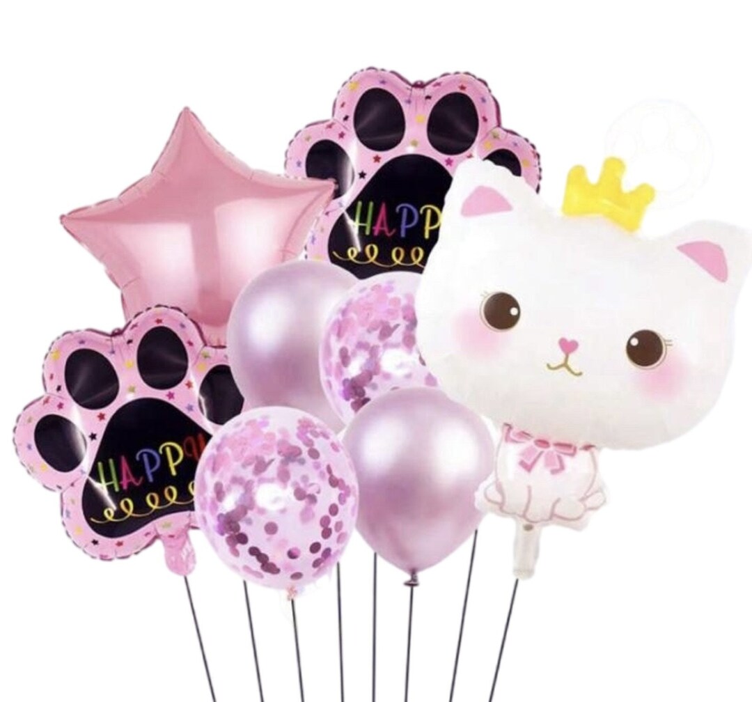 8 Piece Happy Birthday Cat Balloon Set - Etsy