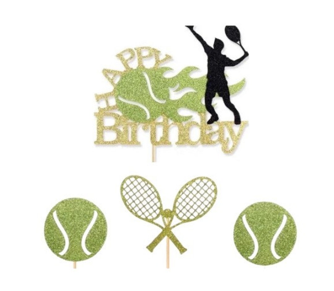 7 Piece Happy Birthday Tennis Cake Topper Set #tennis - Etsy