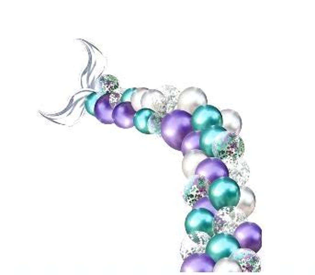 42 Piece Mermaid Balloon Tail- Mermaid Balloon Garland Kit. Silver Tail ...