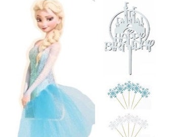 Frozen Elsa and Anna Like Characters , Silver Castle & Snowflake Cake ...