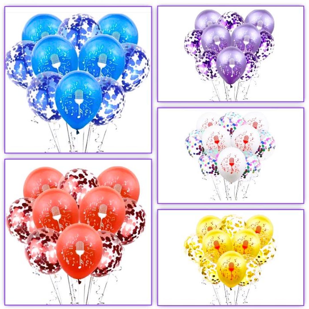 10 Musical Note, Microphone and Glitter Confetti Balloons - Variety of ...