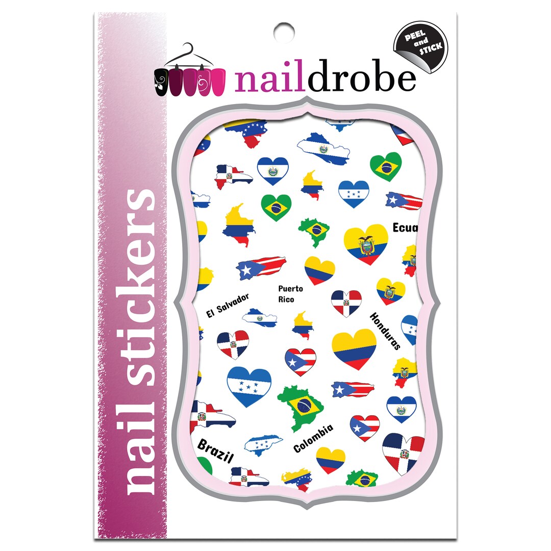 Latin American Countries Nail Stickers (venezuela, Colombia, Ecuador ...