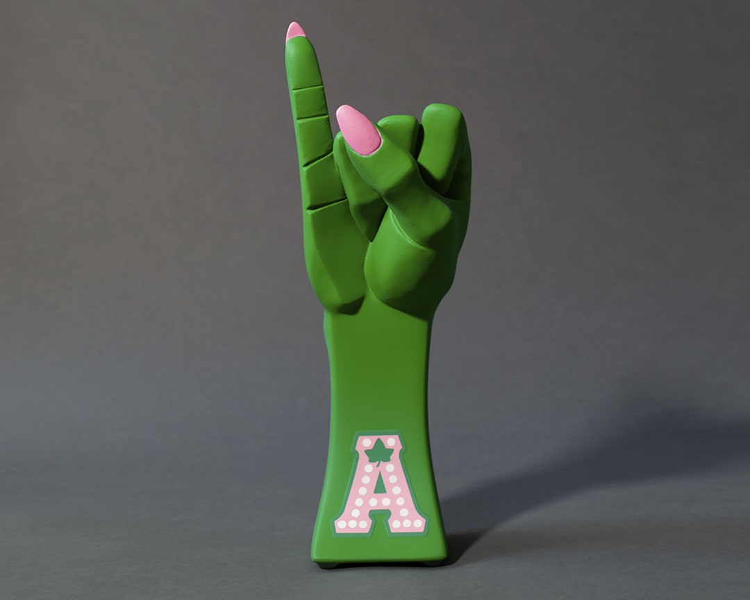 1908 Pinky Salute // AKA Pink and Green Handmade Pretty Girl Black ...