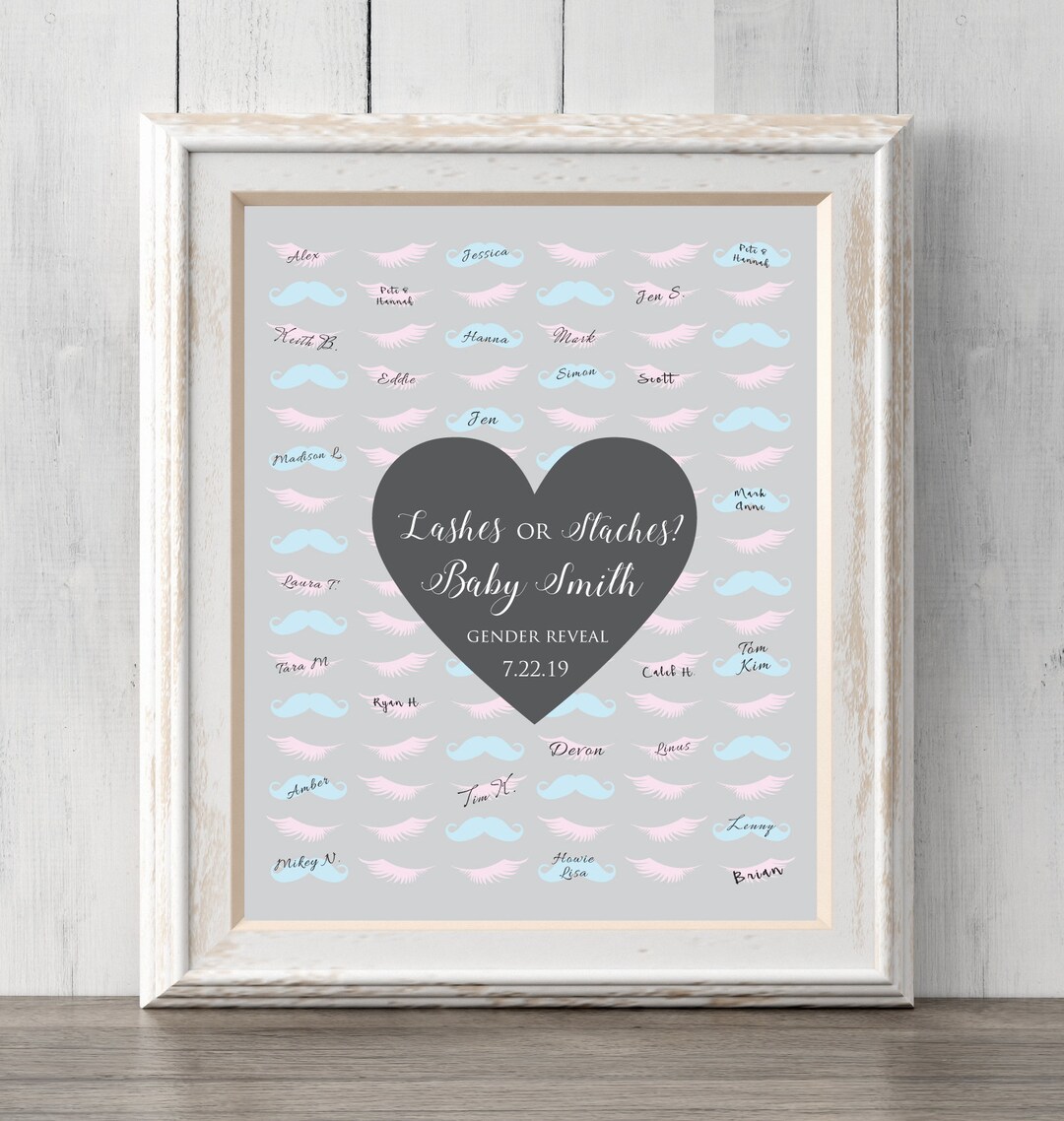 Gender Reveal Idea Lashes or Staches Personalize Text and - Etsy