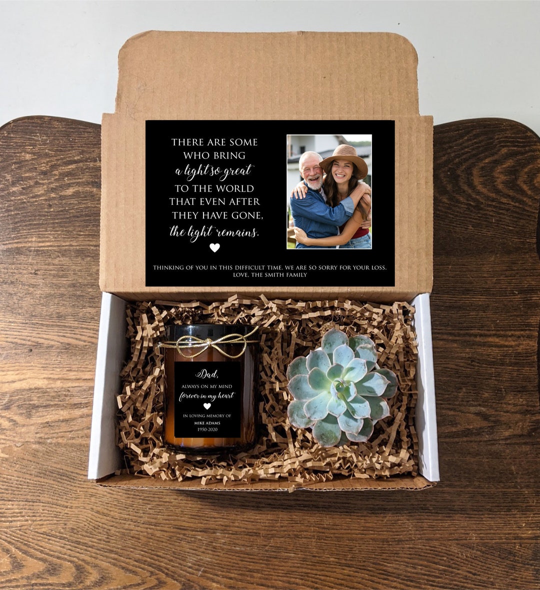 Loss of Father Memorial Gift Box With Candle and Succulent. - Etsy