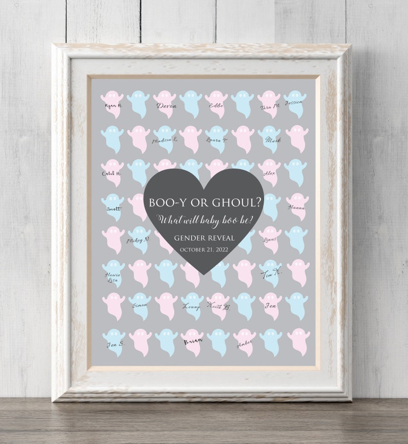 Halloween Gender Reveal Idea. Boo-y or Ghoul Ghost Guest Book - Etsy