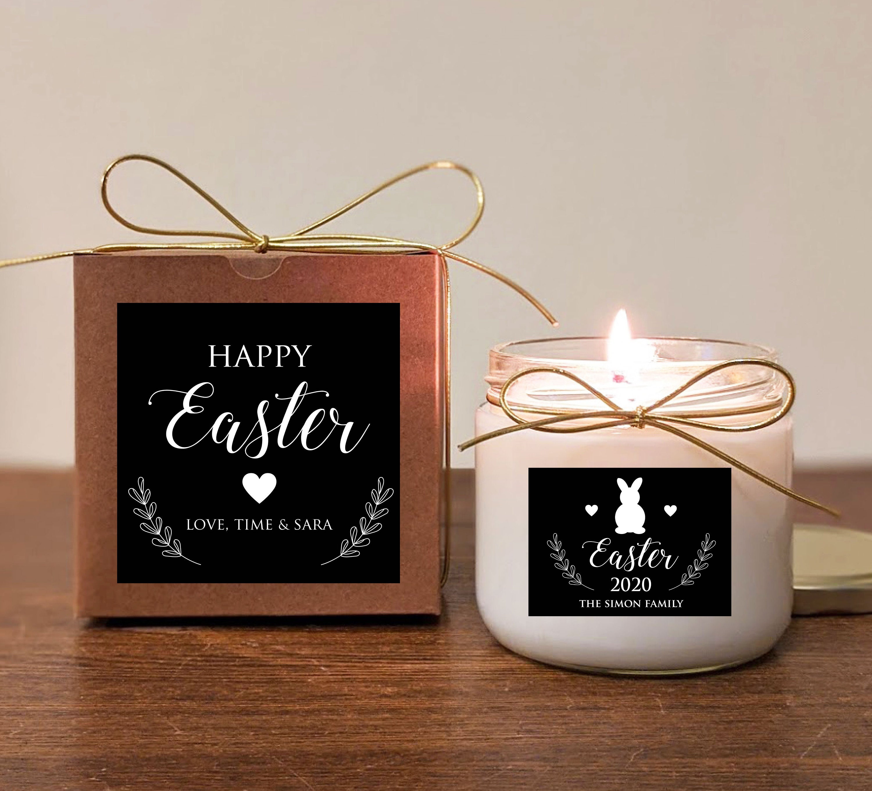Personalized Easter gift Candle. You pick text and colors. | Etsy