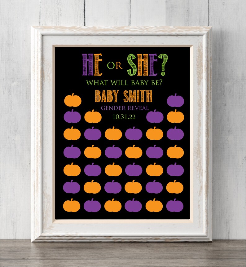 Halloween Gender Reveal Idea. Pumpkin Guest Book Print or - Etsy