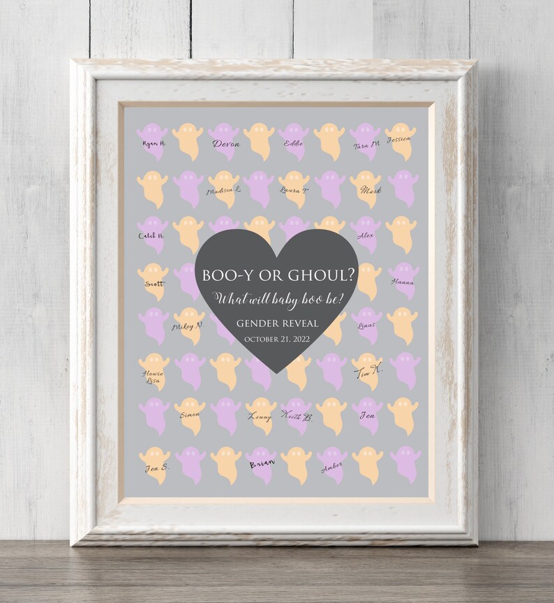 Halloween Gender Reveal Idea. Boo-y or Ghoul Ghost Guest Book - Etsy