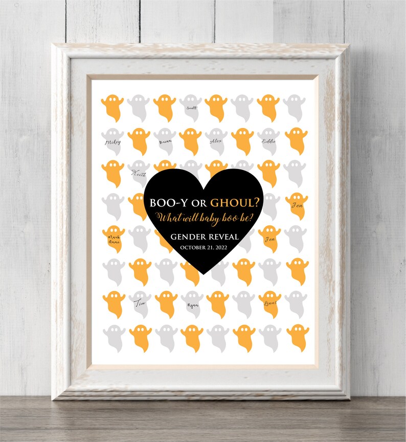 Halloween Gender Reveal Idea. Boo-y or Ghoul Ghost Guest Book - Etsy