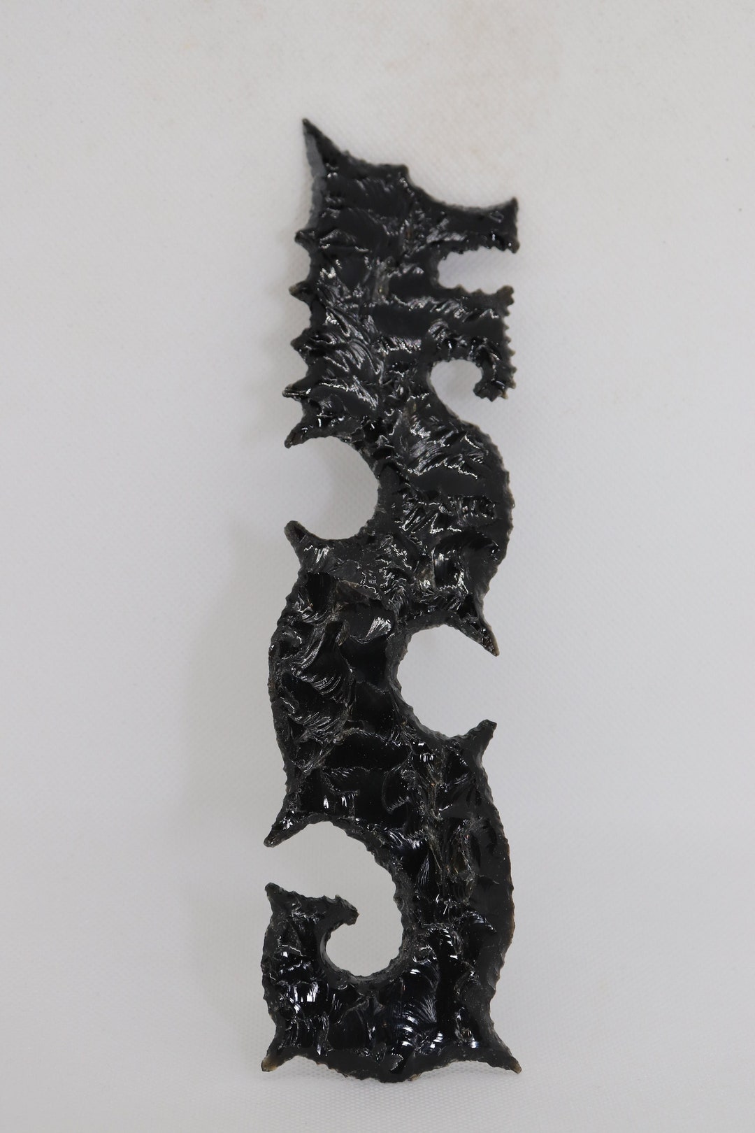 Dark Burns Obsidian Flint Knapped/knapping Pressure Flaked Chinese ...