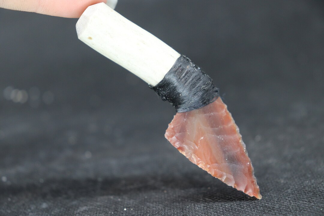 Brazilian Agate Knife Blade Attached to Real Deer Antler Handle W ...