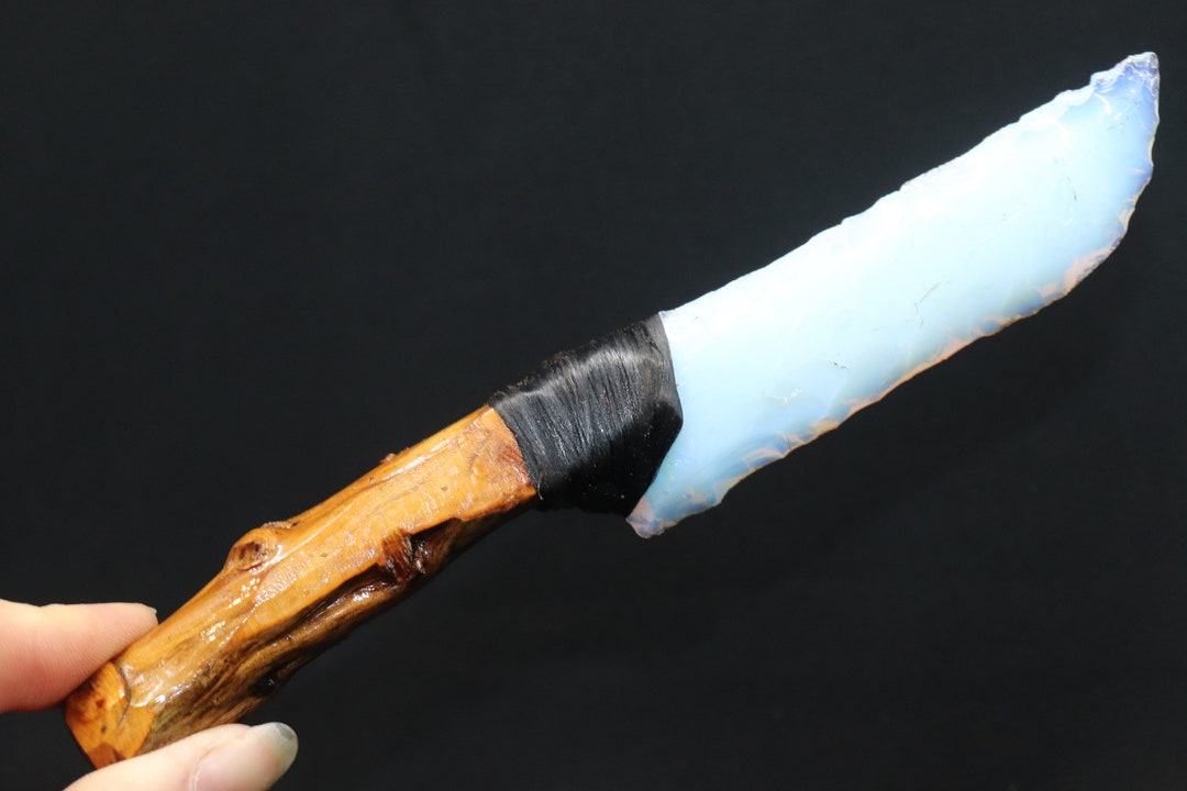 Flint Knapped Opalite/opal Moonstone Knife Blade Hafted on Western ...