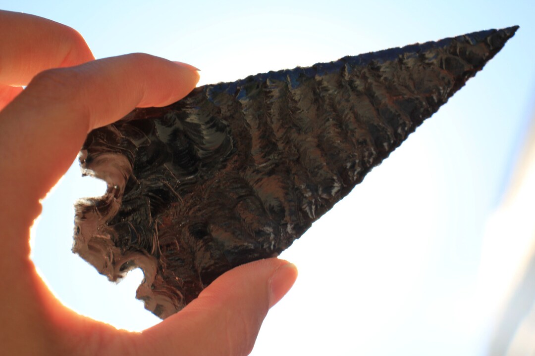 Lizard Skin Obsidian Flint Knapped Spearhead/thrusting Point/double ...