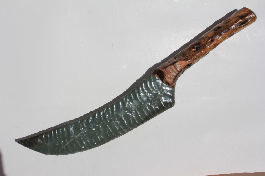 Burns Green Obsidian Flint Knapped Using Pressure Flaked Curved Fantasy ...