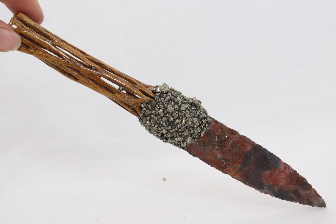 Flint Ridge Flint Pressure Flake Flint Knapped Knife Blade on Cholla ...
