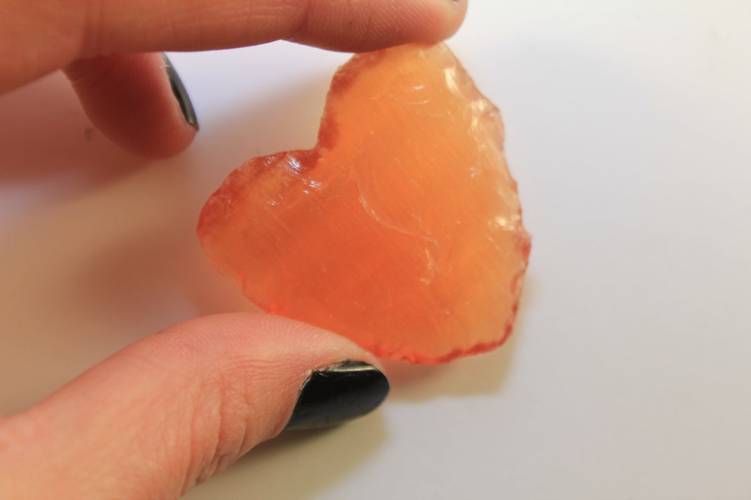 Flint Knapped/knapping Effigy From Orange Fiber Optic Glass Heart ...