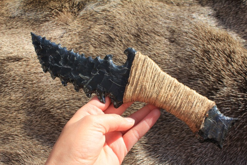 10 Burns Green Obsidian Flint Knapped Double Edge Dagger - Etsy