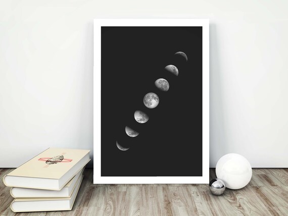 Printable Moon Phases Outer Space Art Print | Etsy