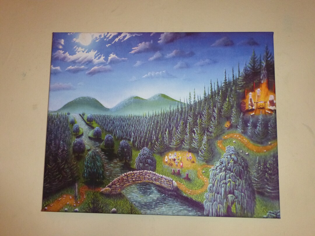 Canvas Print of Three Trolls and a Hobbit From an Original Oil Painting ...