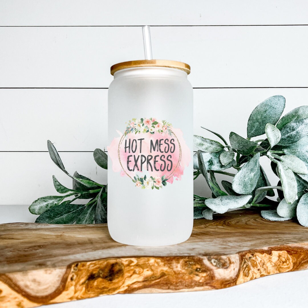 Hot Mess Express Libbey Glass Tumbler, Iced Coffee Cup, 16 Oz, Beer Can ...