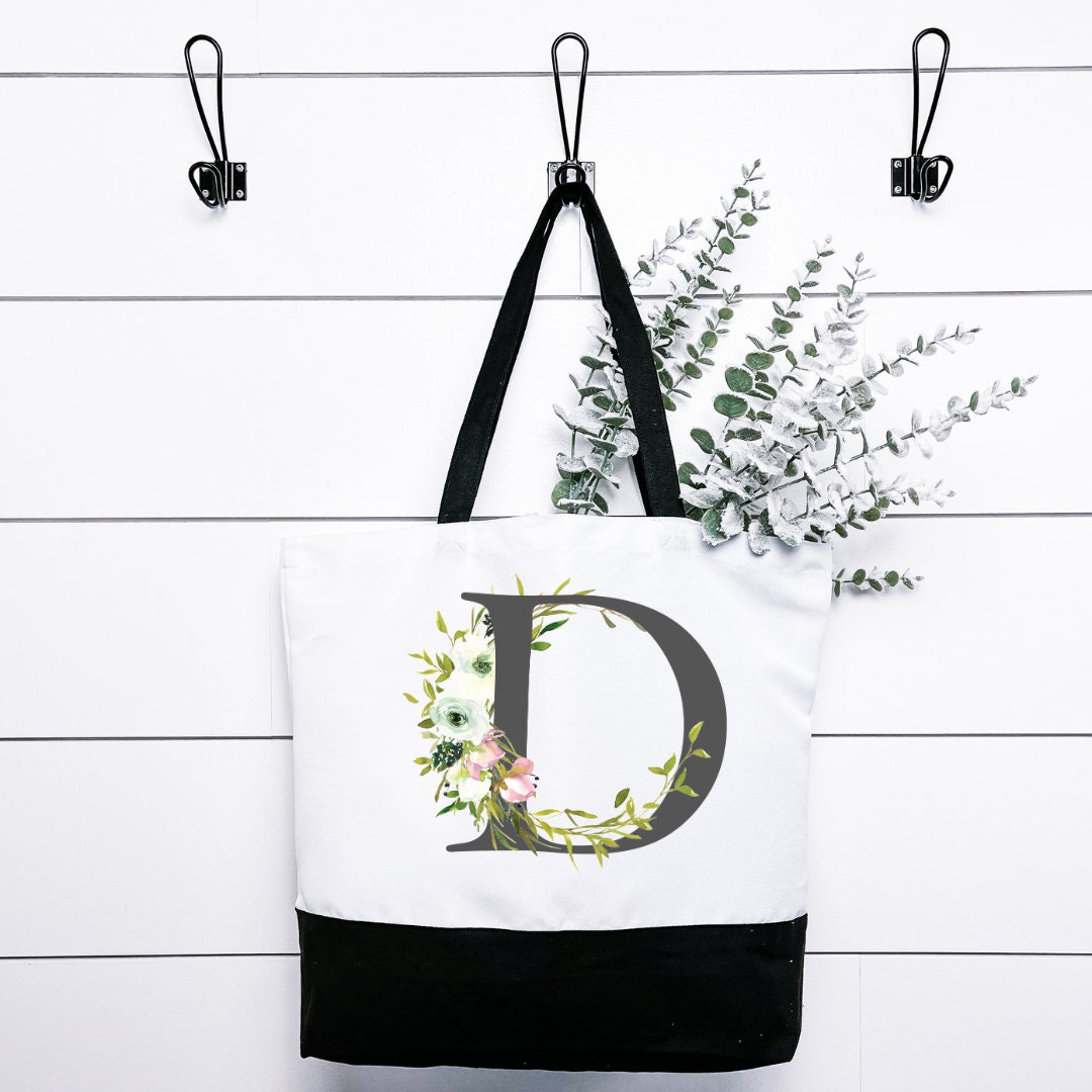 Letter D Tote, Monogrammed Tote Bag, Eco Friendly Bag, Shopping ...