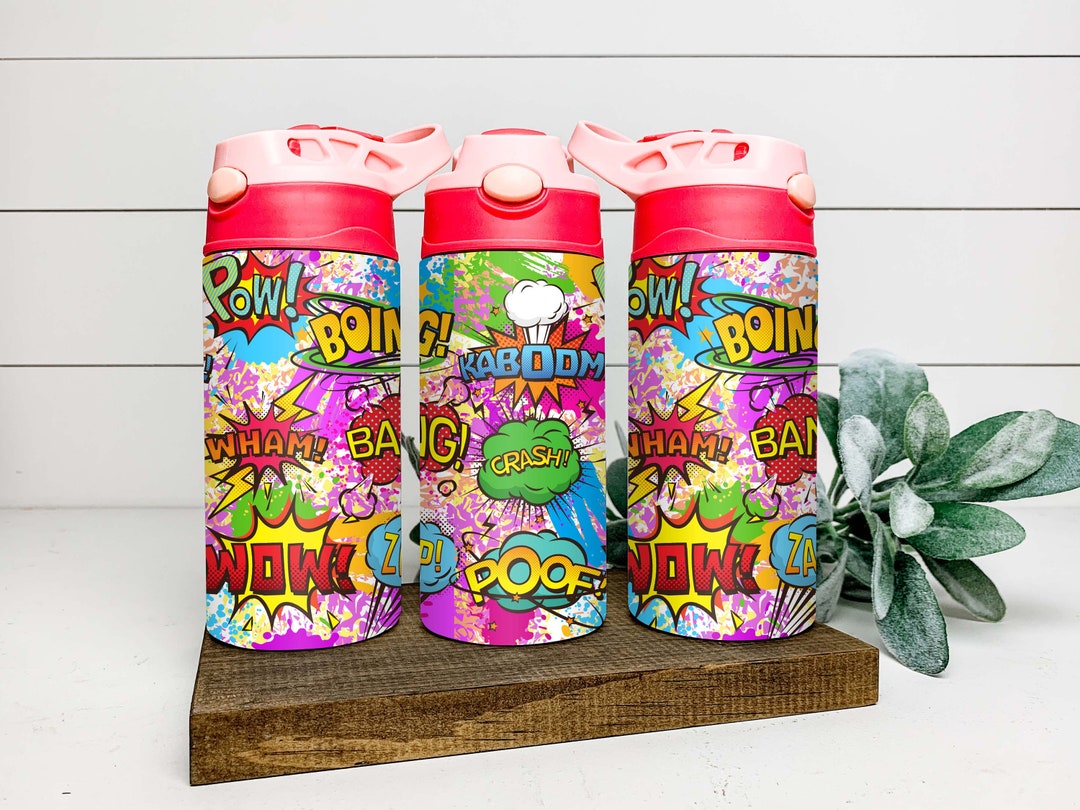 Personalized Flip Top Kids Cup, Kids Comic Tumbler, Comic Book, Sippy ...