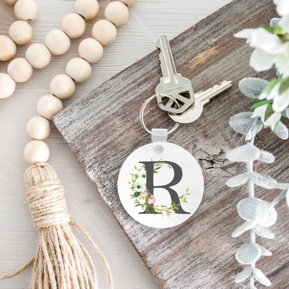 Alphabet Keychain Letter R Floral Keychain Personalized | Etsy