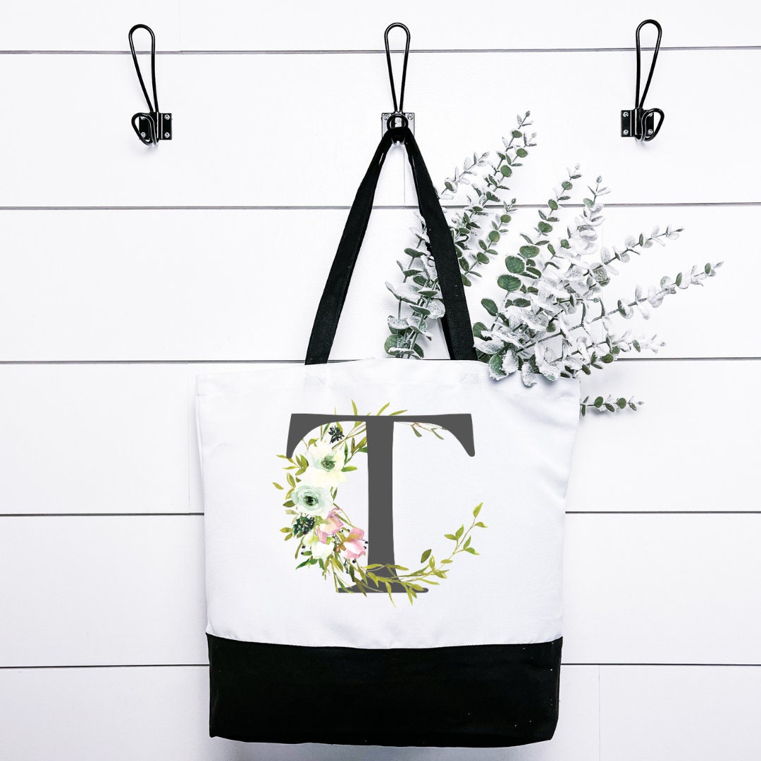 Letter T Tote, Monogrammed Tote Bag, Eco Friendly Bag, Shopping ...