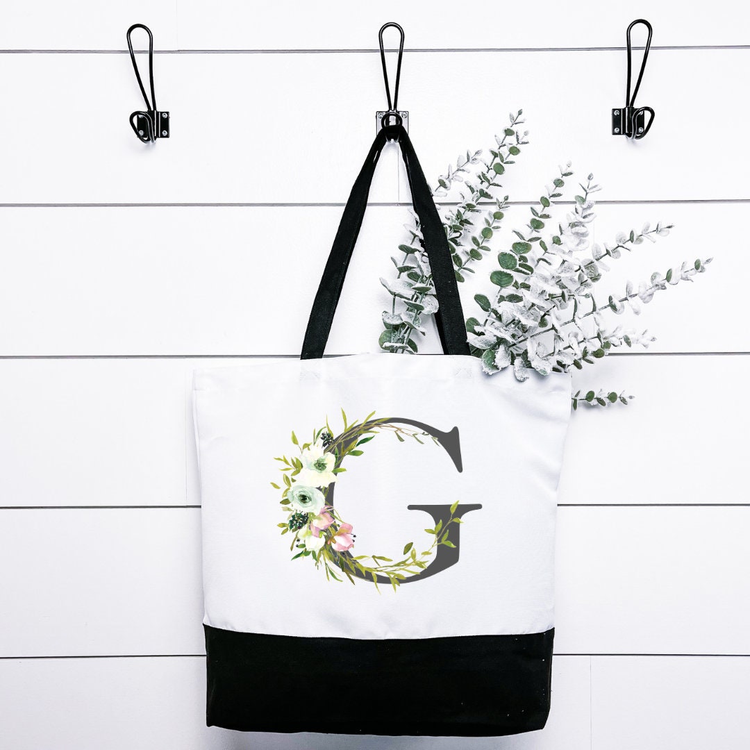 Letter G Tote, Monogrammed Tote Bag, Eco Friendly Bag, Shopping ...