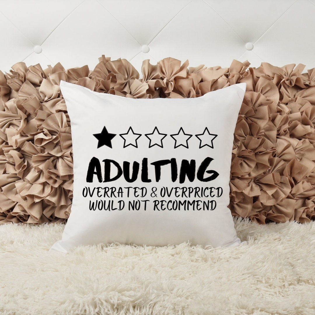 Adulting One Star Review, Swearing Pillow, Gift for Her, Sassy Pillow ...