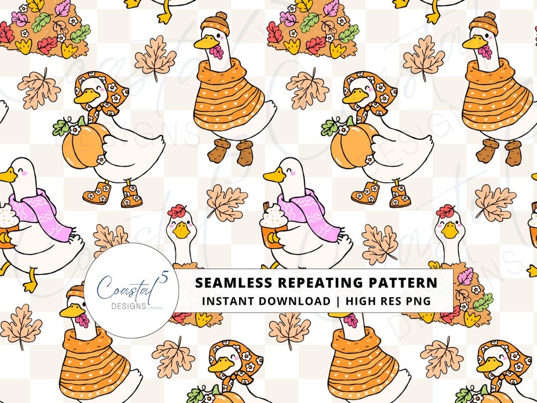 Silly Goose Seamless Pattern, Fall Silly Goose Repeating, Goose Pattern ...