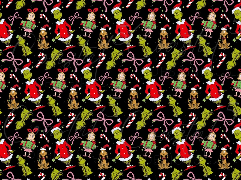 Mean Green Guy Seamless Pattern, Christmas Seamless Pattern Design, You ...