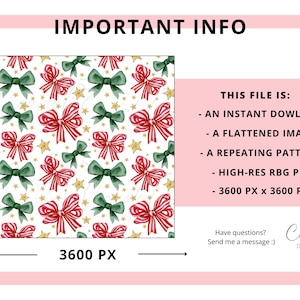 Red Christmas Bow Seamless Pattern, Coquette Christmas Seamless File ...