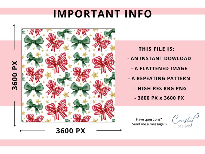Red Christmas Bow Seamless Pattern, Coquette Christmas Seamless File ...