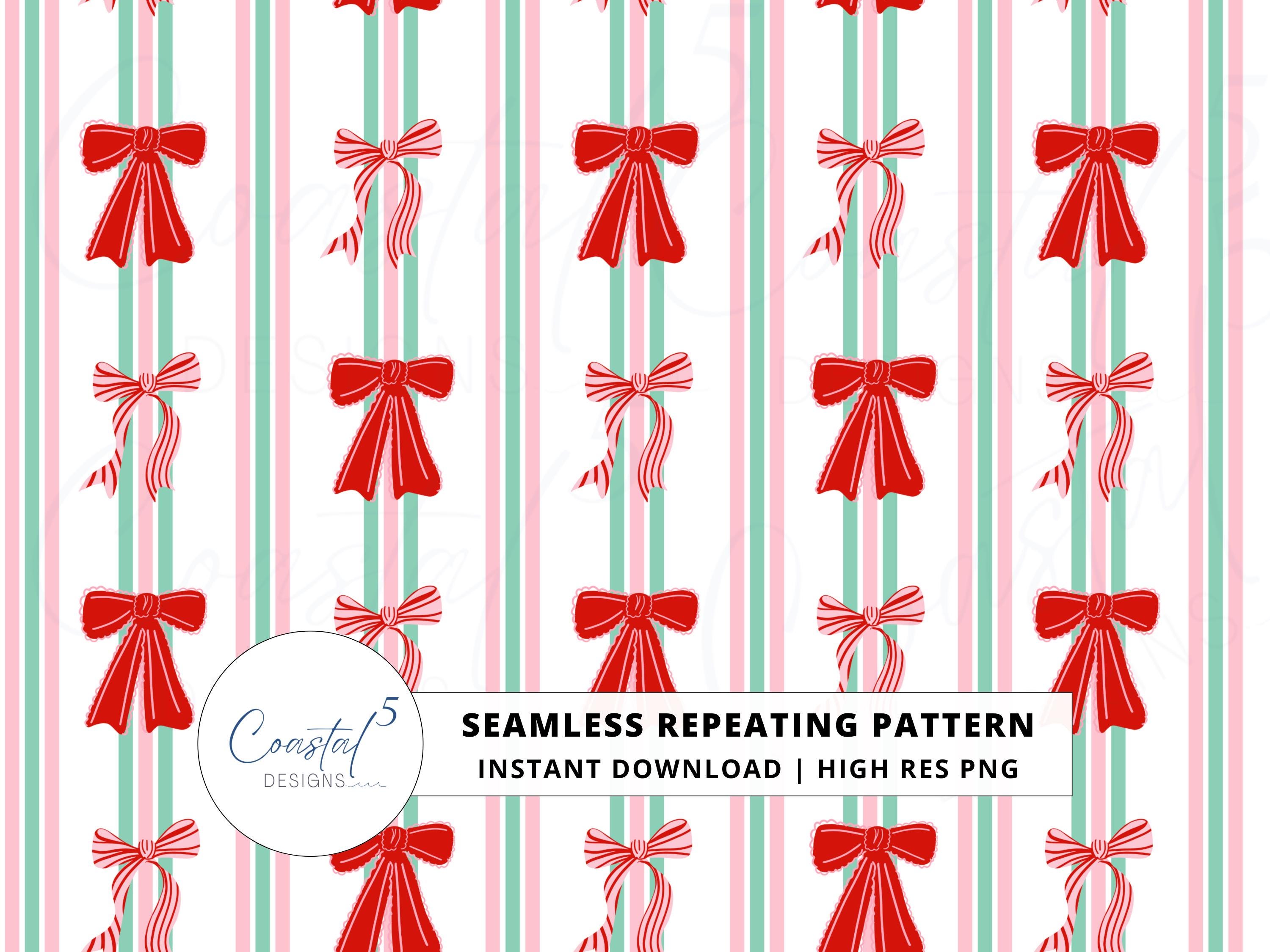 Coquette Bows Christmas Seamless Pattern, Preppy Christmas Digital ...