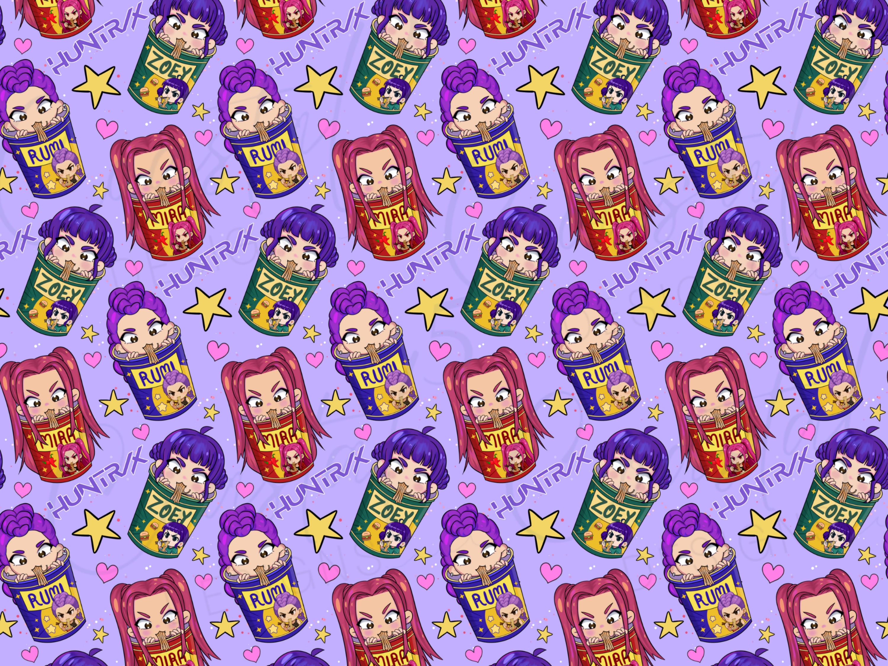 Kpop Hunters Seamless Pattern, Huntrix Digital Paper, Demon Hunters ...