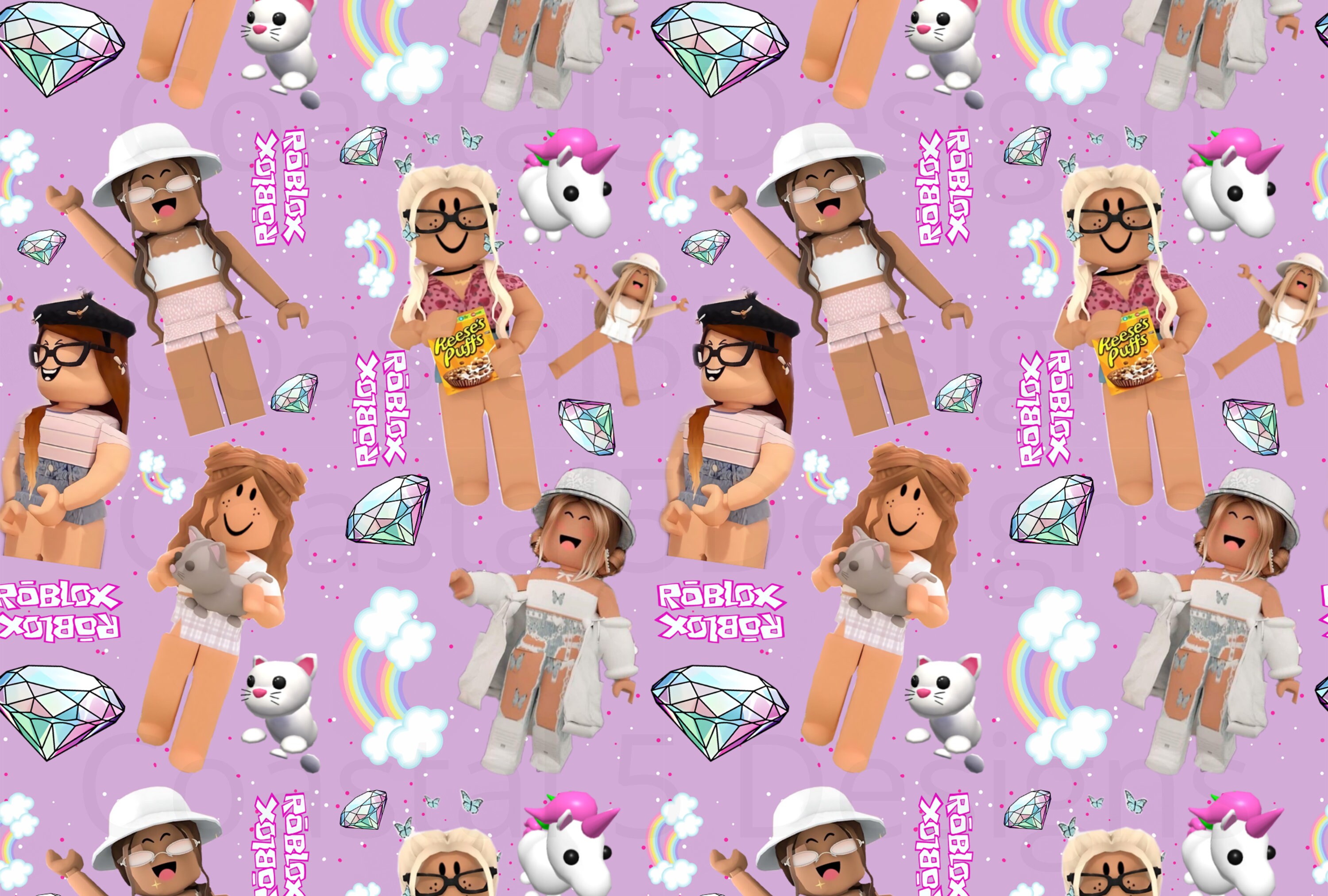 Roblox Girl Seamless Pattern | Girl Roblox for Scrabooking, Fabric ...
