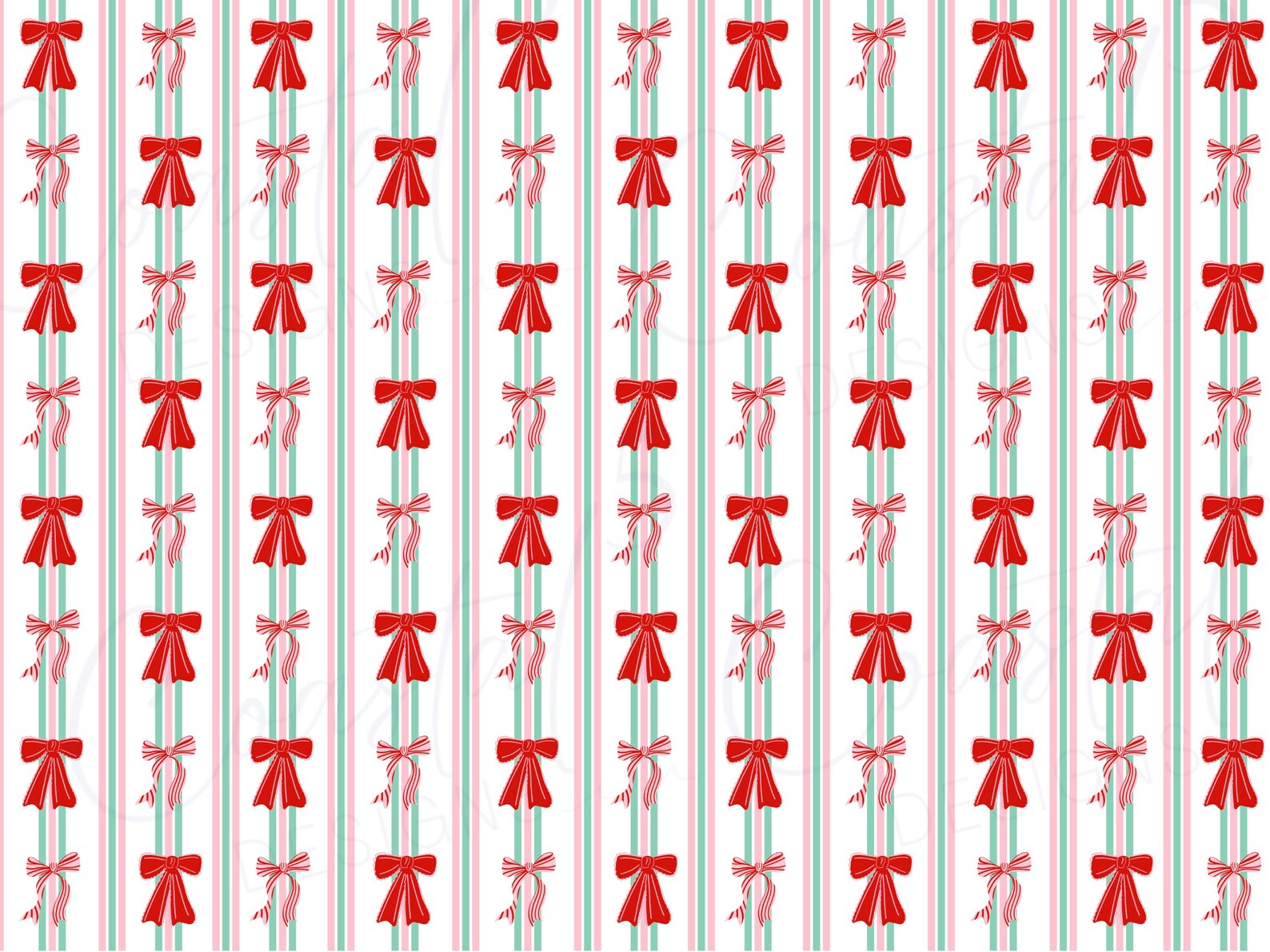 Coquette Bows Christmas Seamless Pattern, Preppy Christmas Digital ...