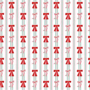 Coquette Bows Christmas Seamless Pattern, Preppy Christmas Digital ...