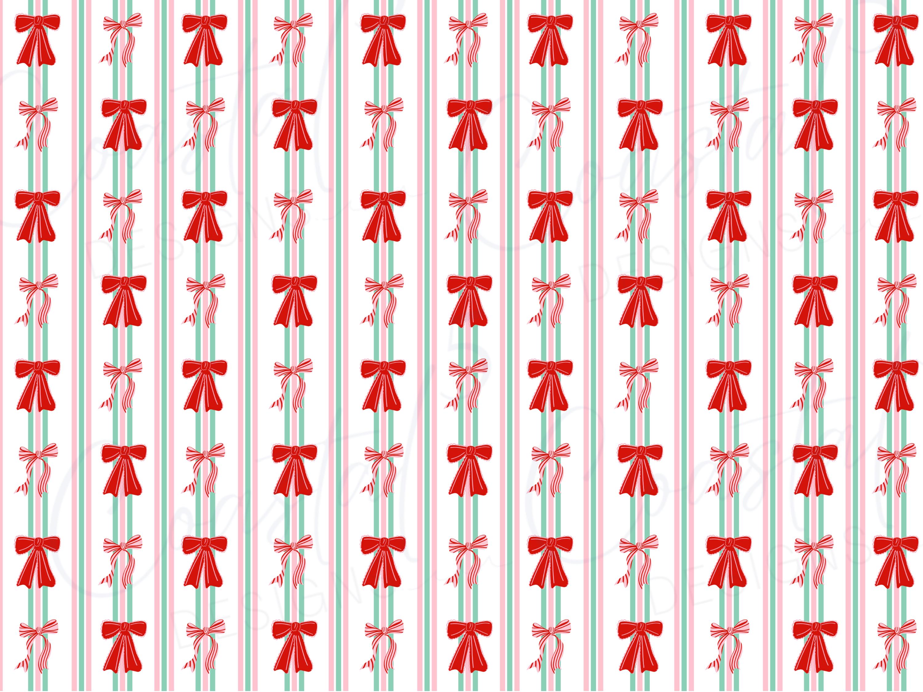 Coquette Bows Christmas Seamless Pattern, Preppy Christmas Digital ...